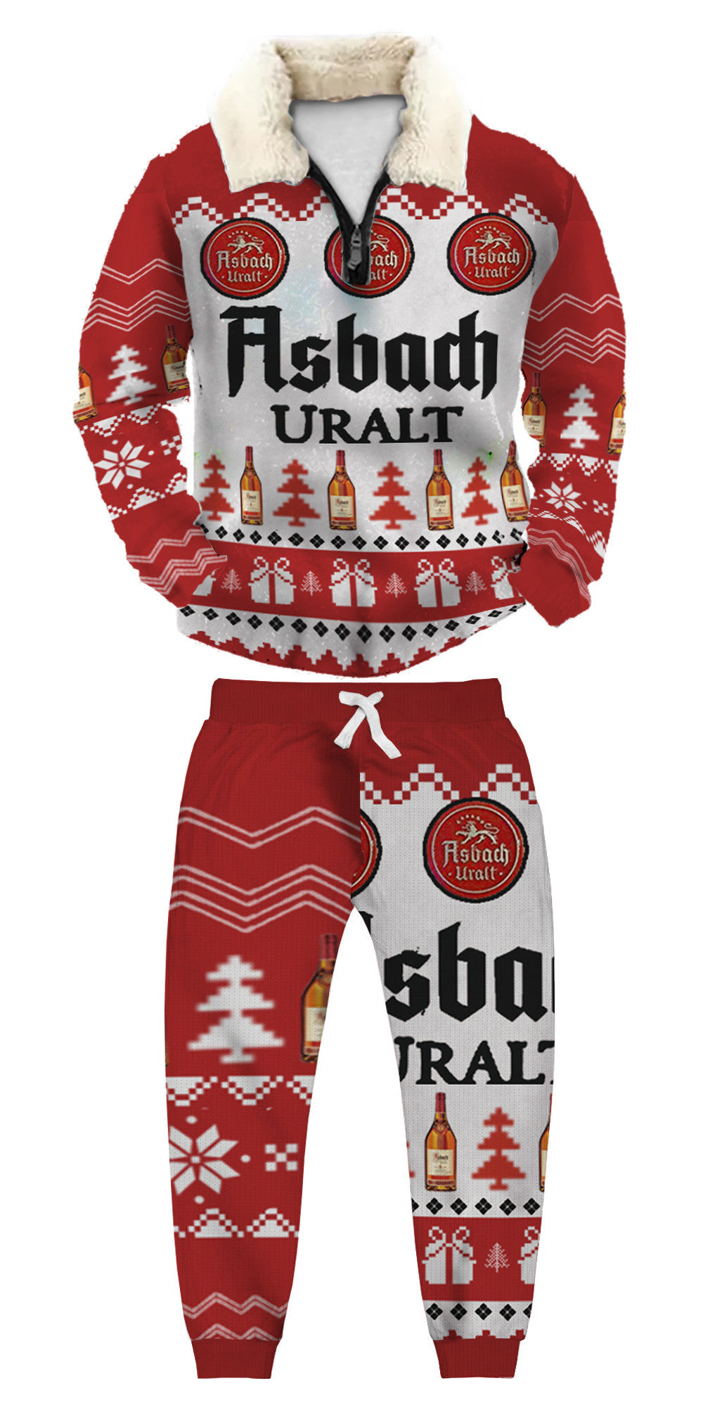 3D Print Fun Christmas Ugly Quarter Zip Sweatshirt & Sweatpant Set ...