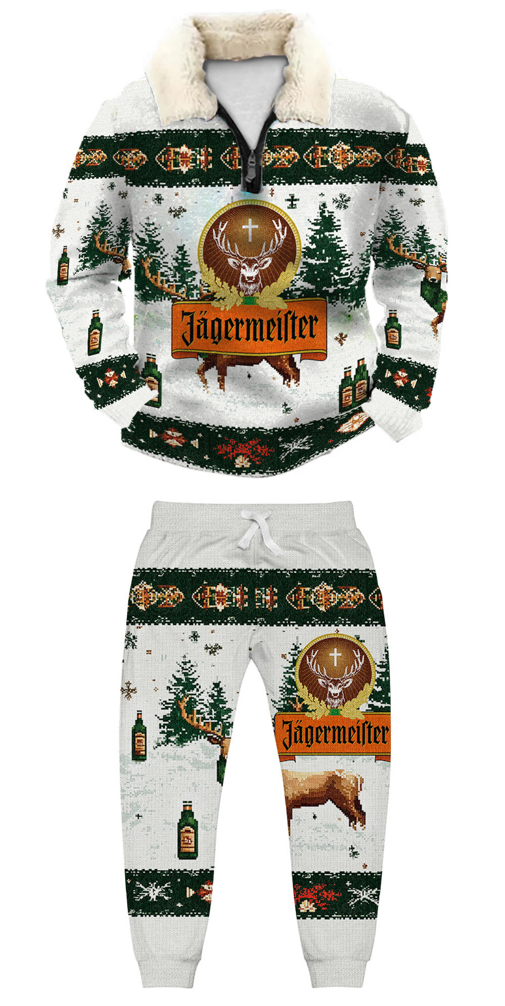 Christmas Ugly Quarter Zip Sweatshirt & Sweatpant Set Edition093 – Sevogue
