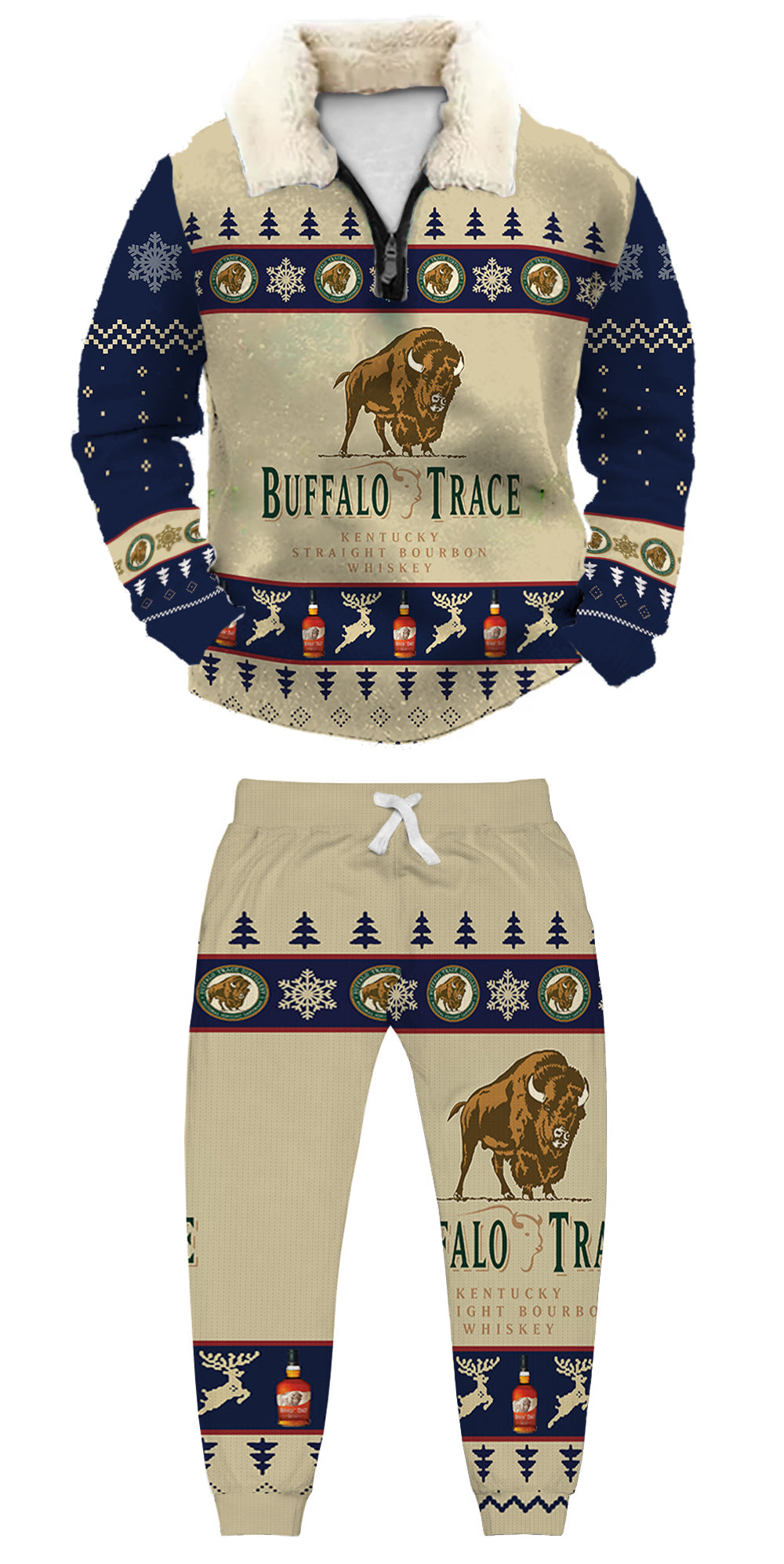 Christmas Ugly Quarter Zip Sweatshirt & Sweatpant Set Edition133 – Sevogue