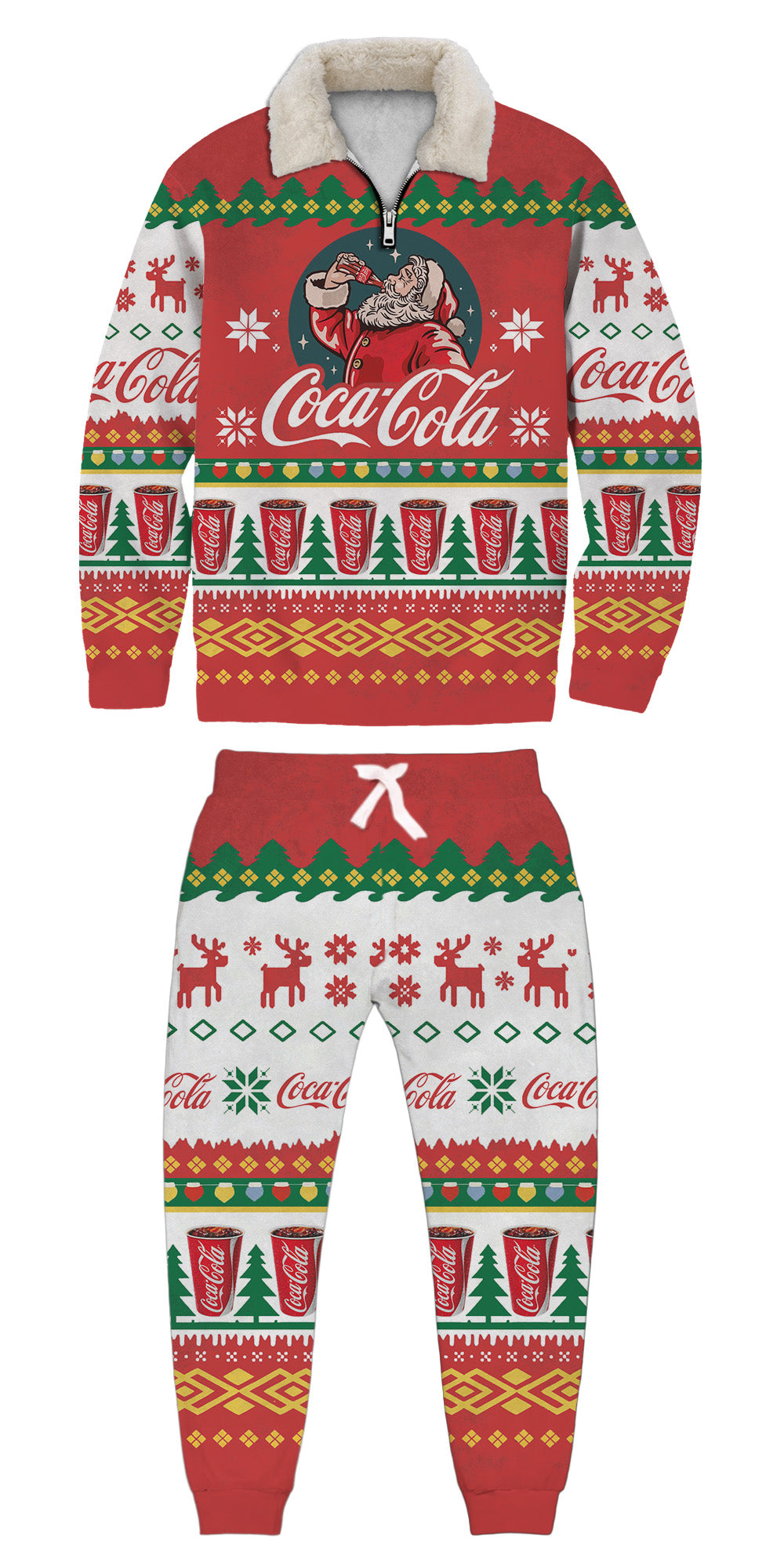 Unisex 3D Printed Coca-Cola Ugly Quarter Zip Sweatshirt & Sweatpant Se ...